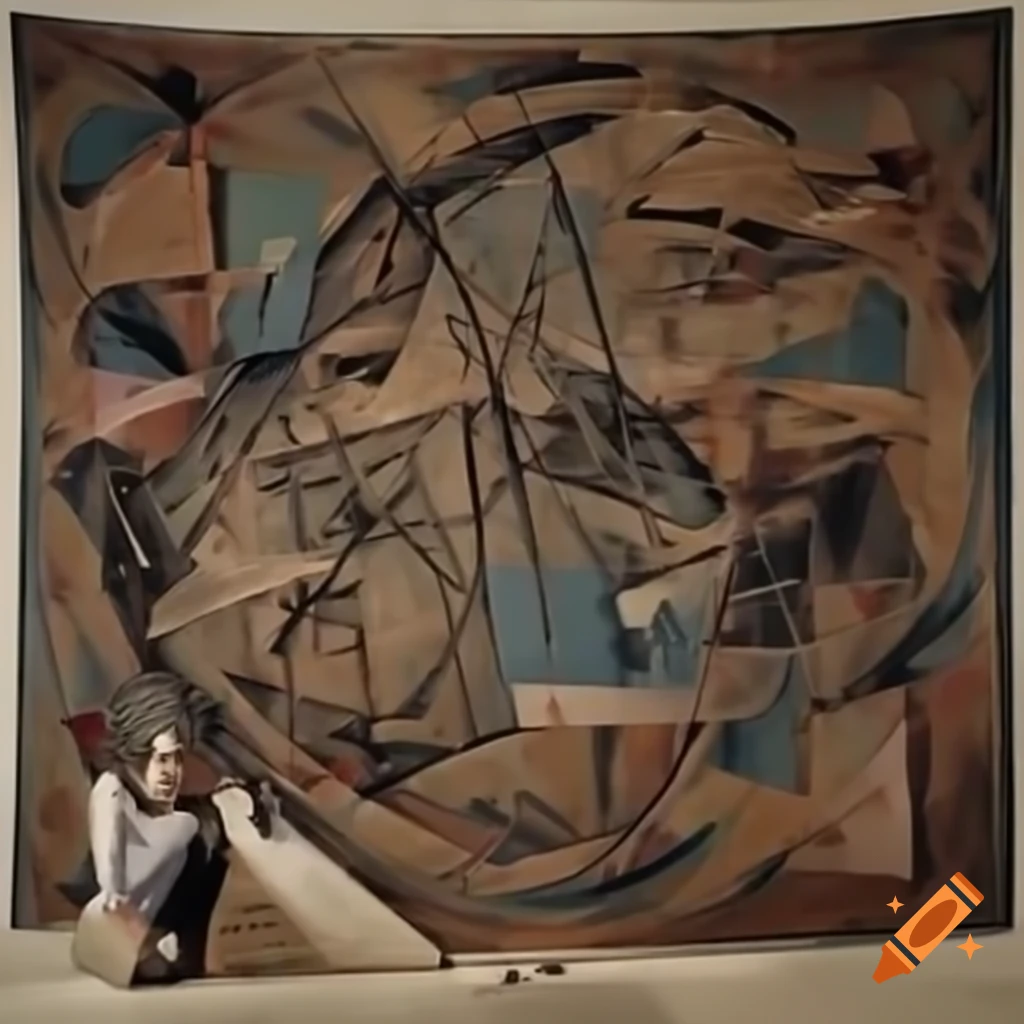 Intricate abstract tapestry of intertwining lines and shapes representing internal conflicts on ...