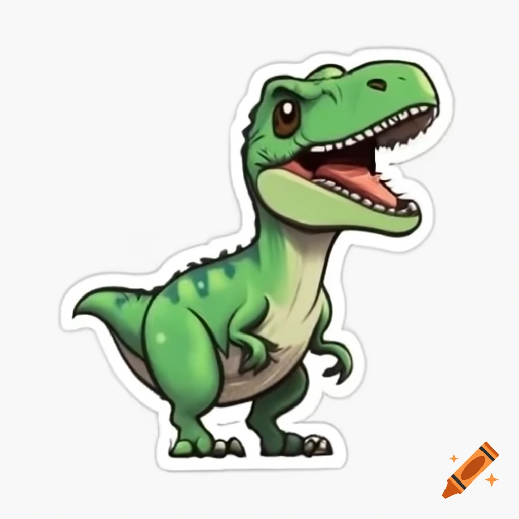 Cute velociraptor sticker with vibrant colors on Craiyon