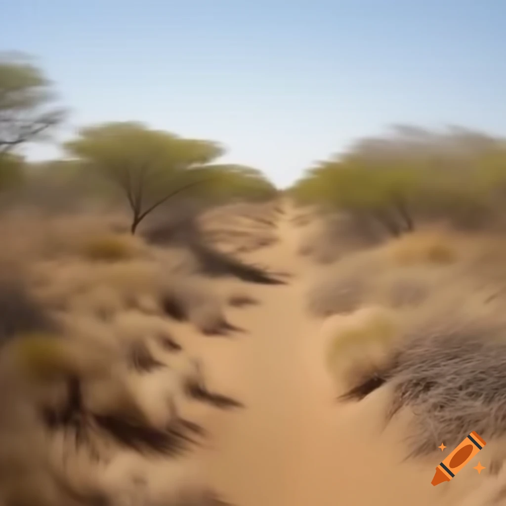 Dry gully with bushes and leeuwkop prison in south africa on Craiyon