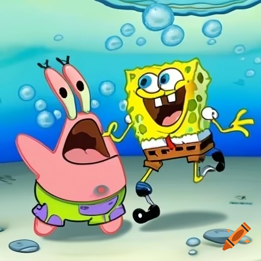 Spongebob and squidward in underwater vehicle, ready for ocean adventure on Craiyon