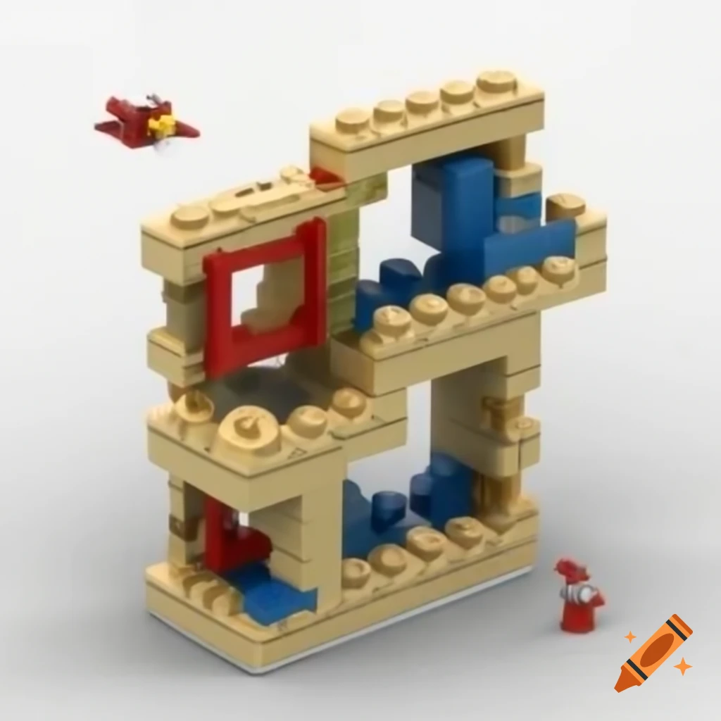 Miniature LEGO brick wall showcasing interlocking design on Craiyon