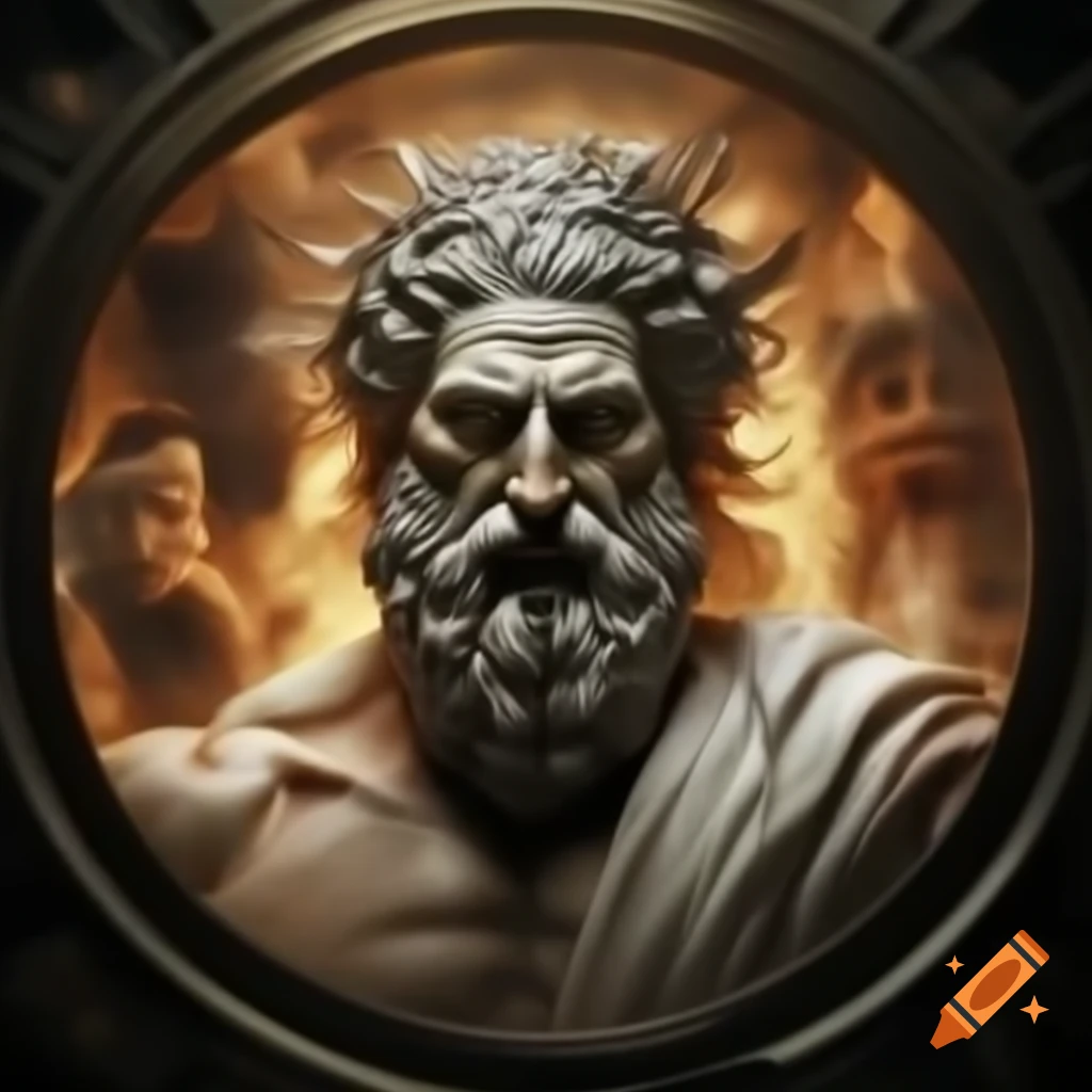 Zeus depicted within a circular frame, inspired by Gates of Olympus on ...