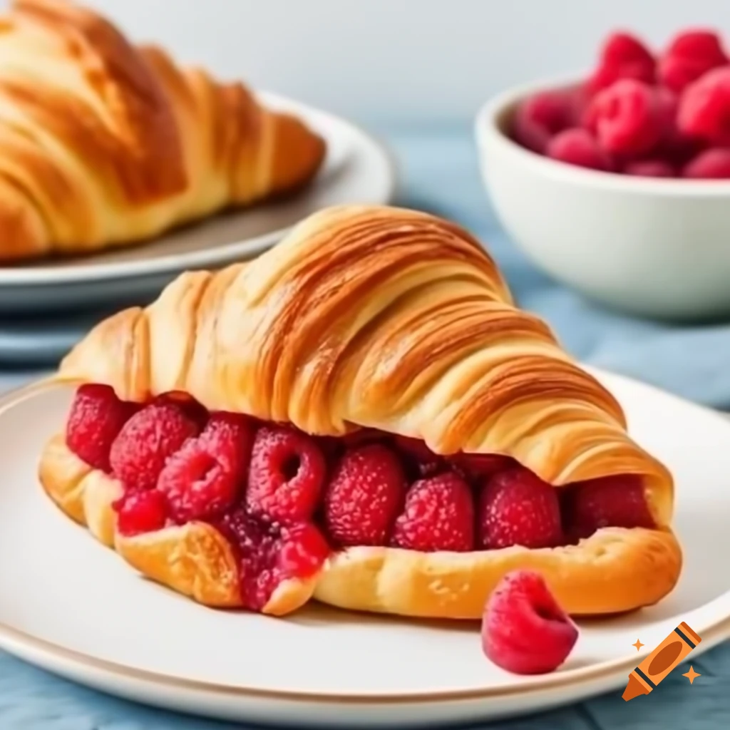 Delicious raspberry-filled croissant on Craiyon