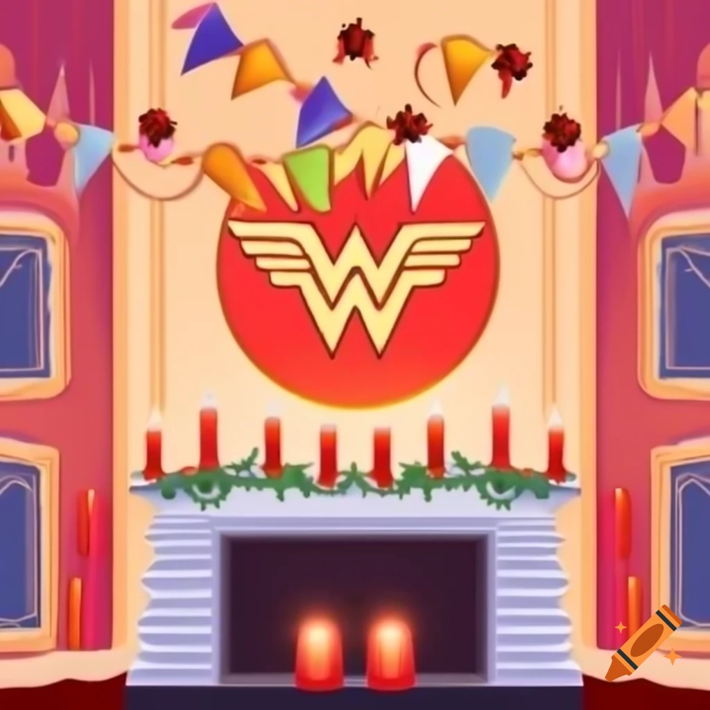 Wonder woman decorating her home with ornaments and garlands for winter ...