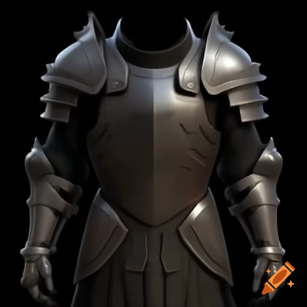 Intricately crafted deep forged steel armor set with etched patterns on ...