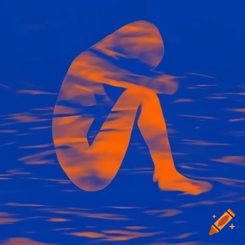 Abstract art representing depression with blue and orange colors and ...