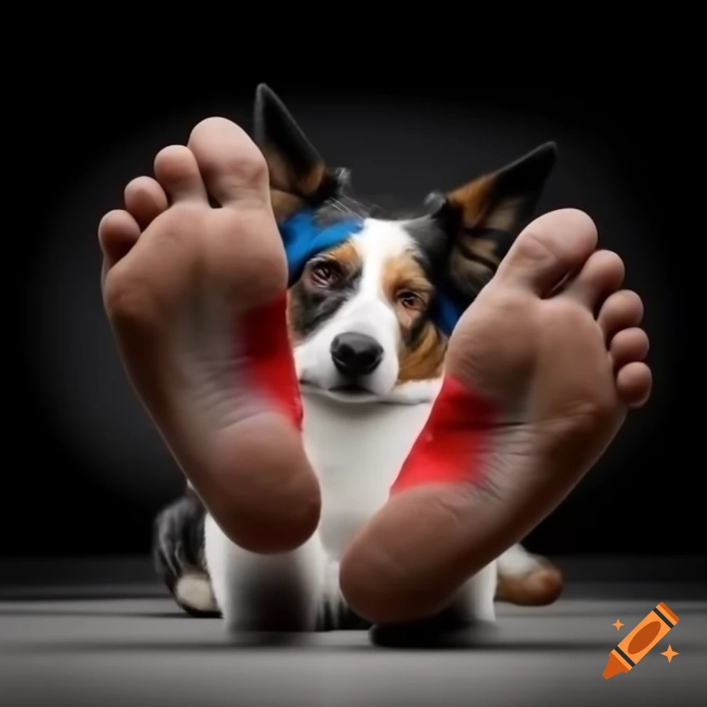 Homelander-inspired dog with human-like feet and skin-colored paws on ...