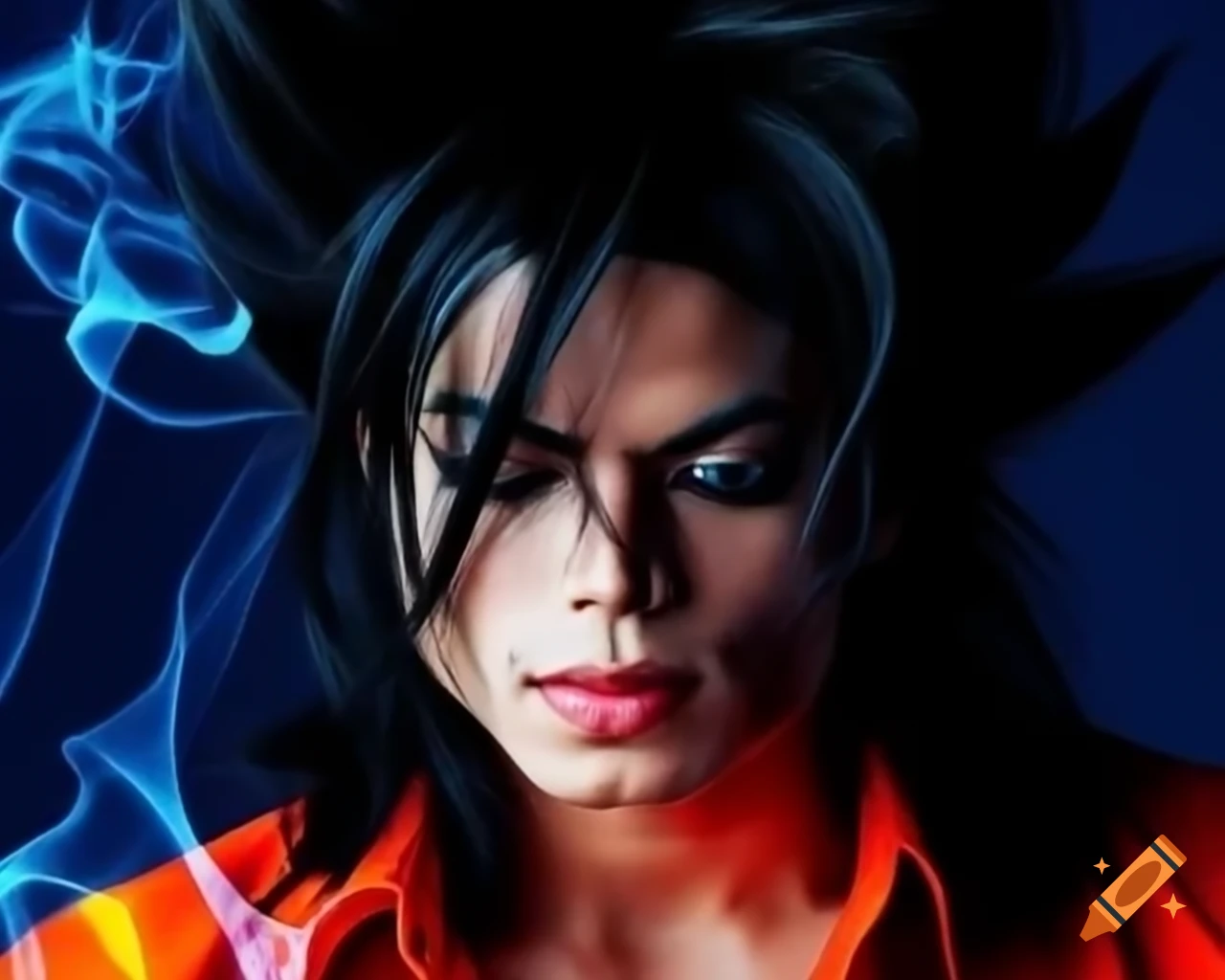 Creative photoshoot featuring Michael Jackson with Goku in vibrant ...