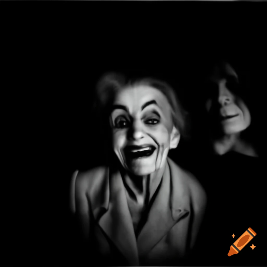 Vintage image of an evil old woman laughing on Craiyon