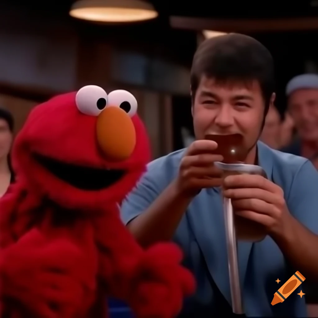 Elmo navigating through bouncers and lively bar-goers on a night out on ...