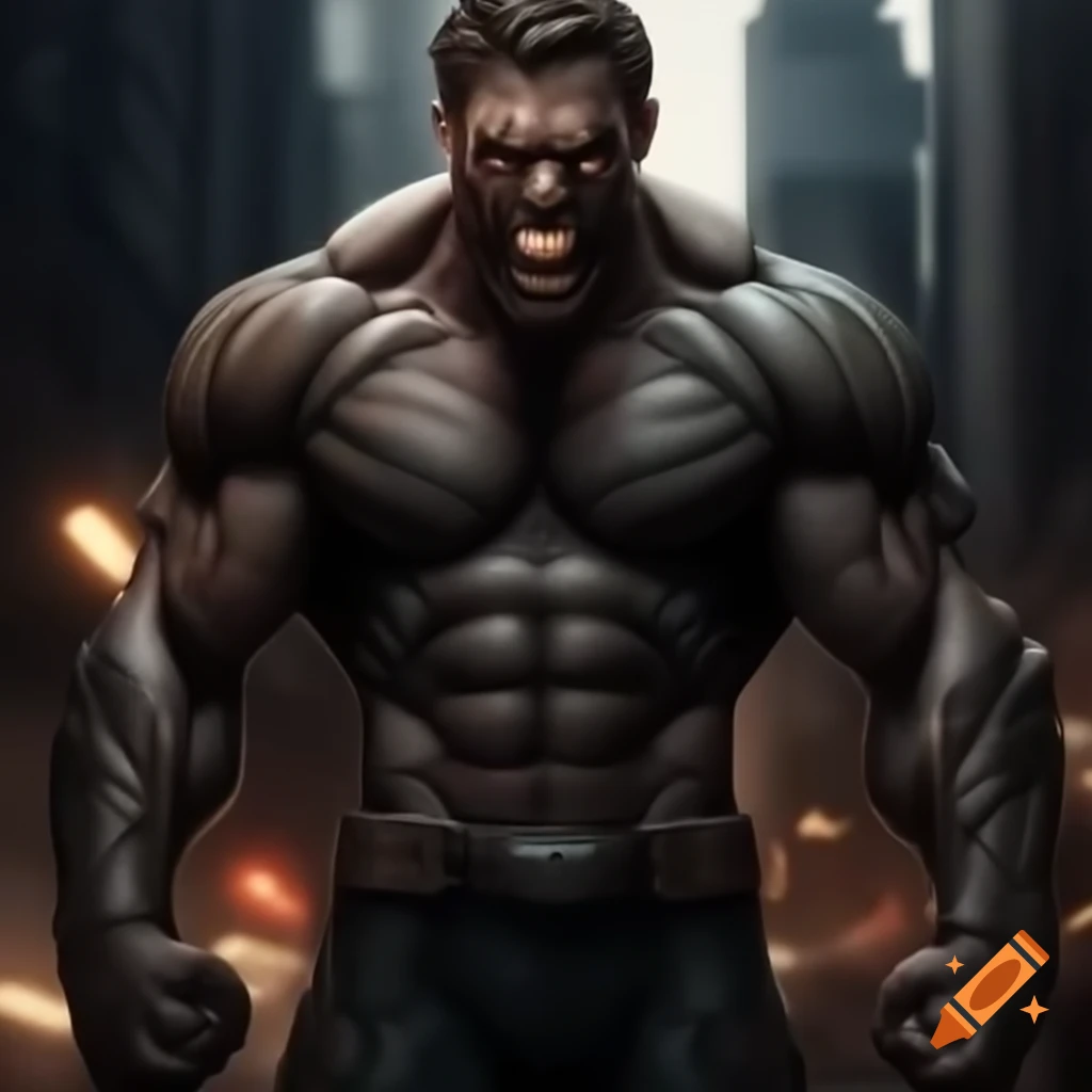 Strong superhero CRACK MAN with muscular build and fierce expression on ...
