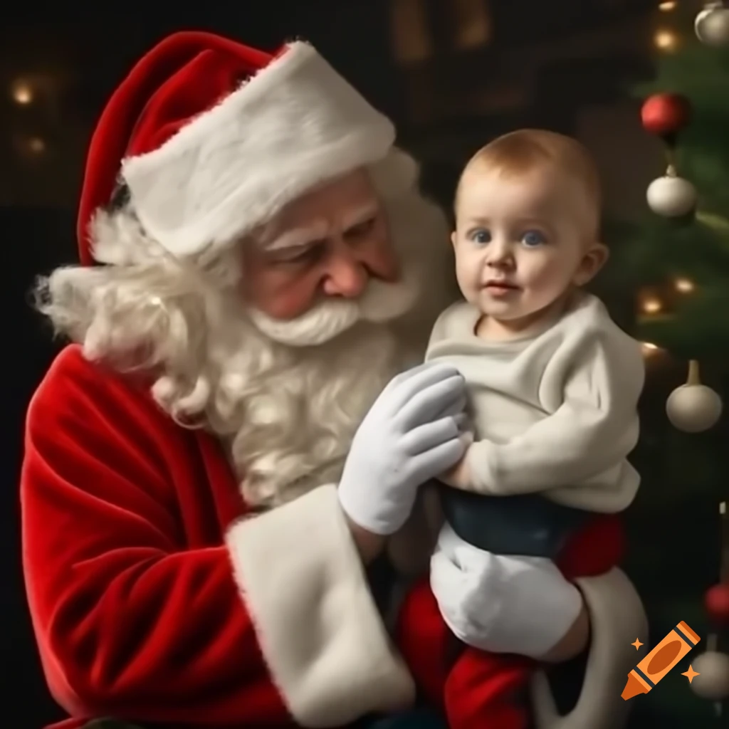 Young Santa Claus with his grandfather on Craiyon