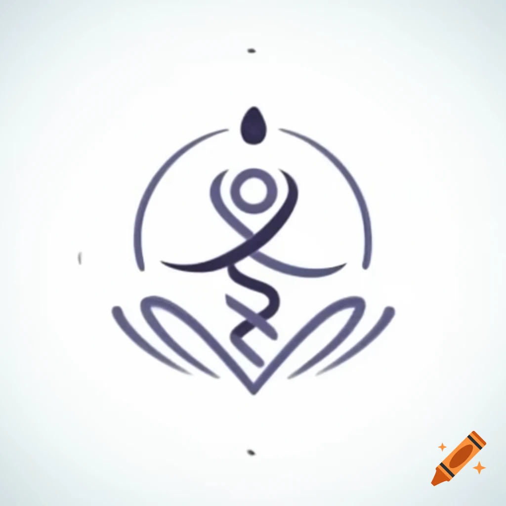 Minimalist logo of lotus flower and abstract human figure on dna strand ...