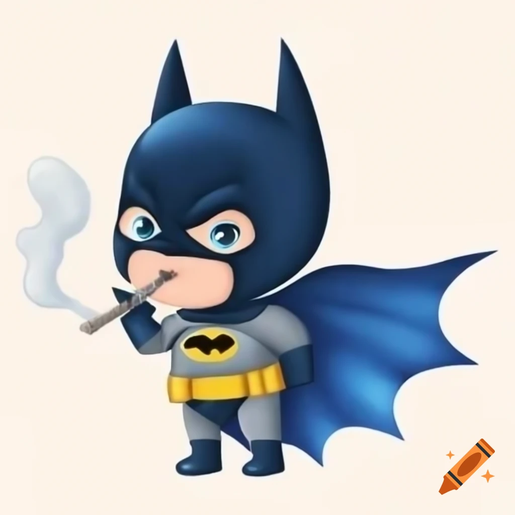 Cute batman character with a cigarette on Craiyon