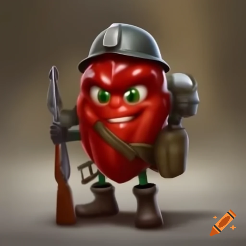Cartoon army sergeant pepper in WW2 armor with proud smirk on Craiyon