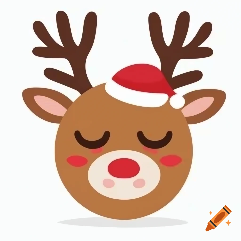 Festive christmas reindeer head with santa hat and clean vector design ...