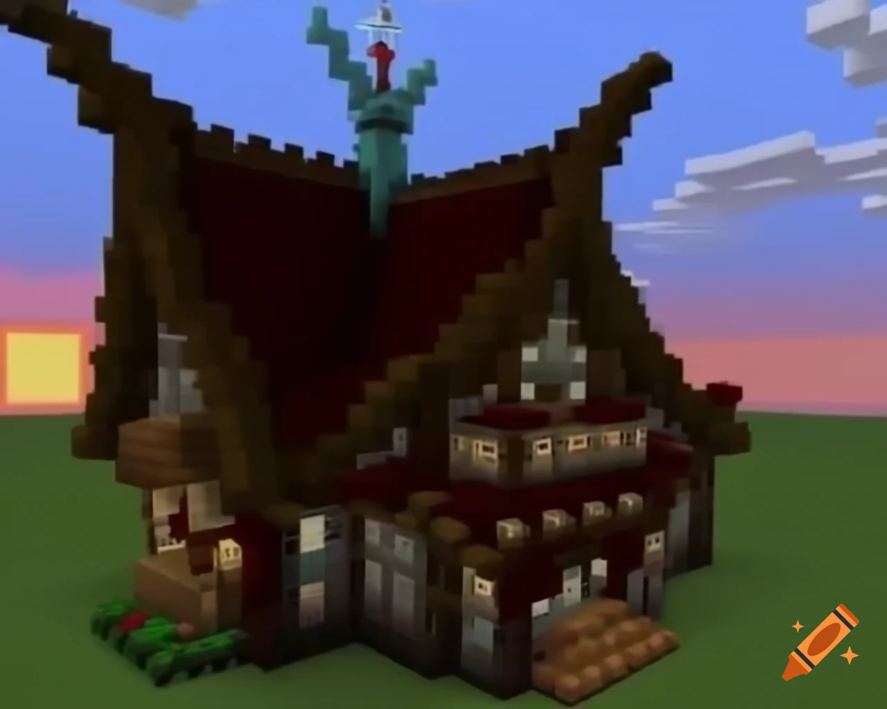 Futuristic Minecraft RPG Christmas house with nostalgic vibe on Craiyon