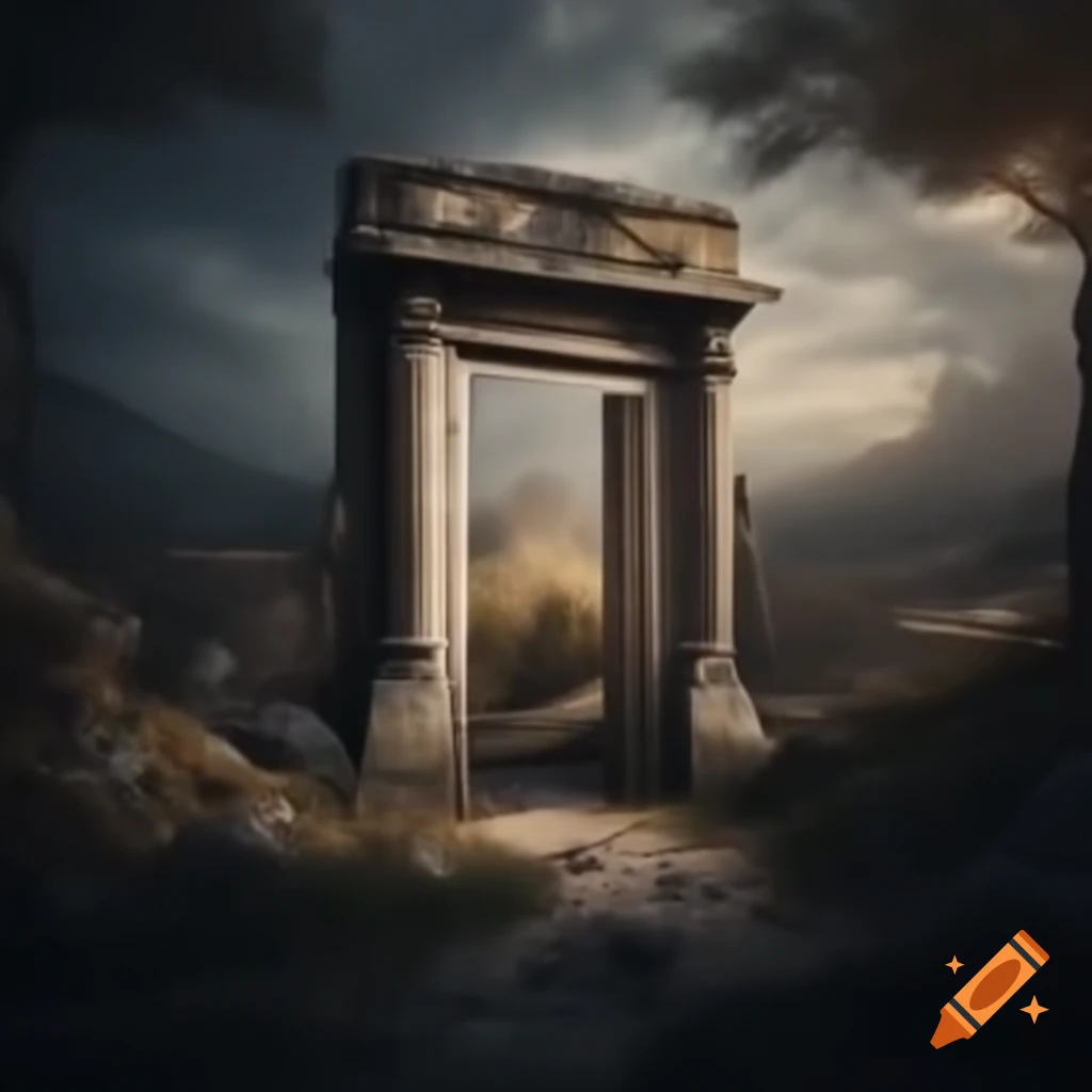 Realistic time machine door with gears and dates on Craiyon