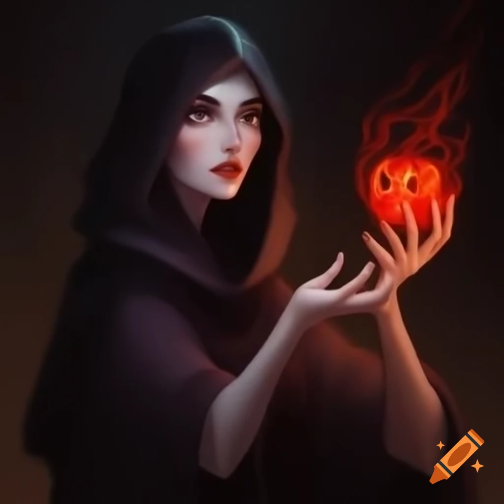 Lady in cloak offering poisoned apple to princess on Craiyon