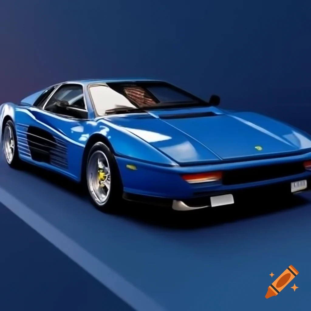 Blue ferrari testarossa viewed from right side on Craiyon