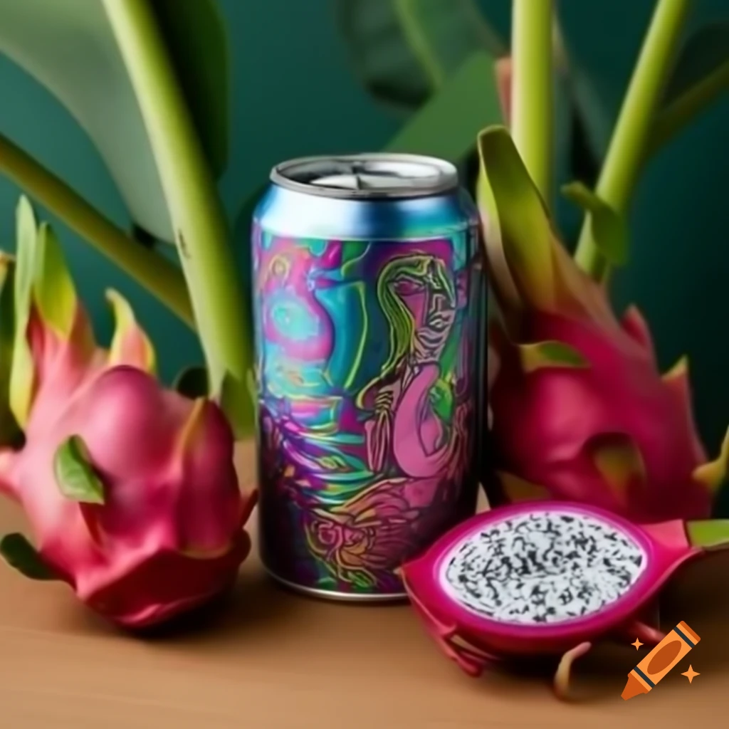 Colorful aluminum can design inspired by dragonfruit on Craiyon