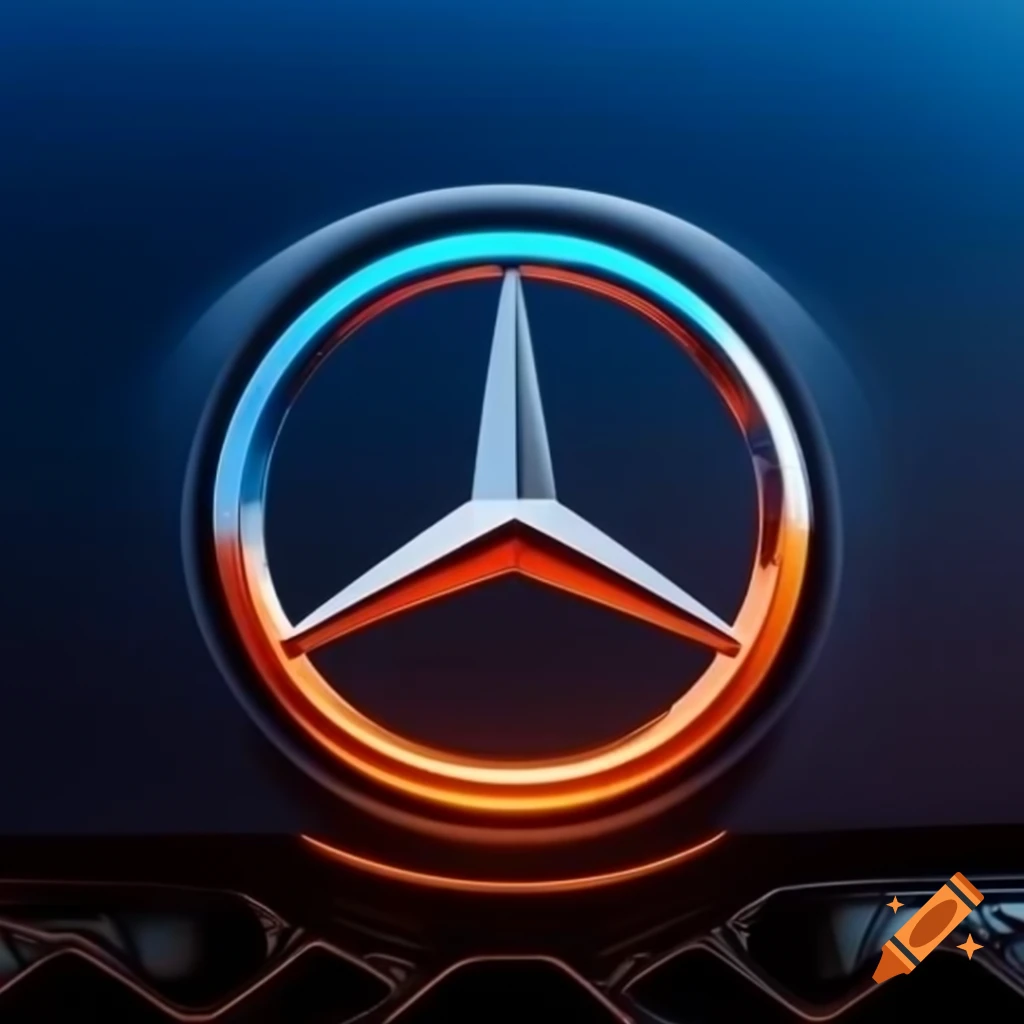 Mercedes logo in blue and orange colors on Craiyon