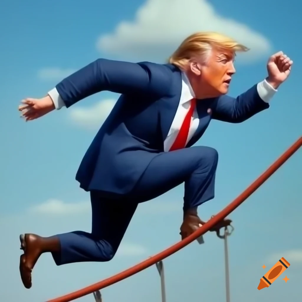 Donald Trump jumping on pogo stick on Craiyon