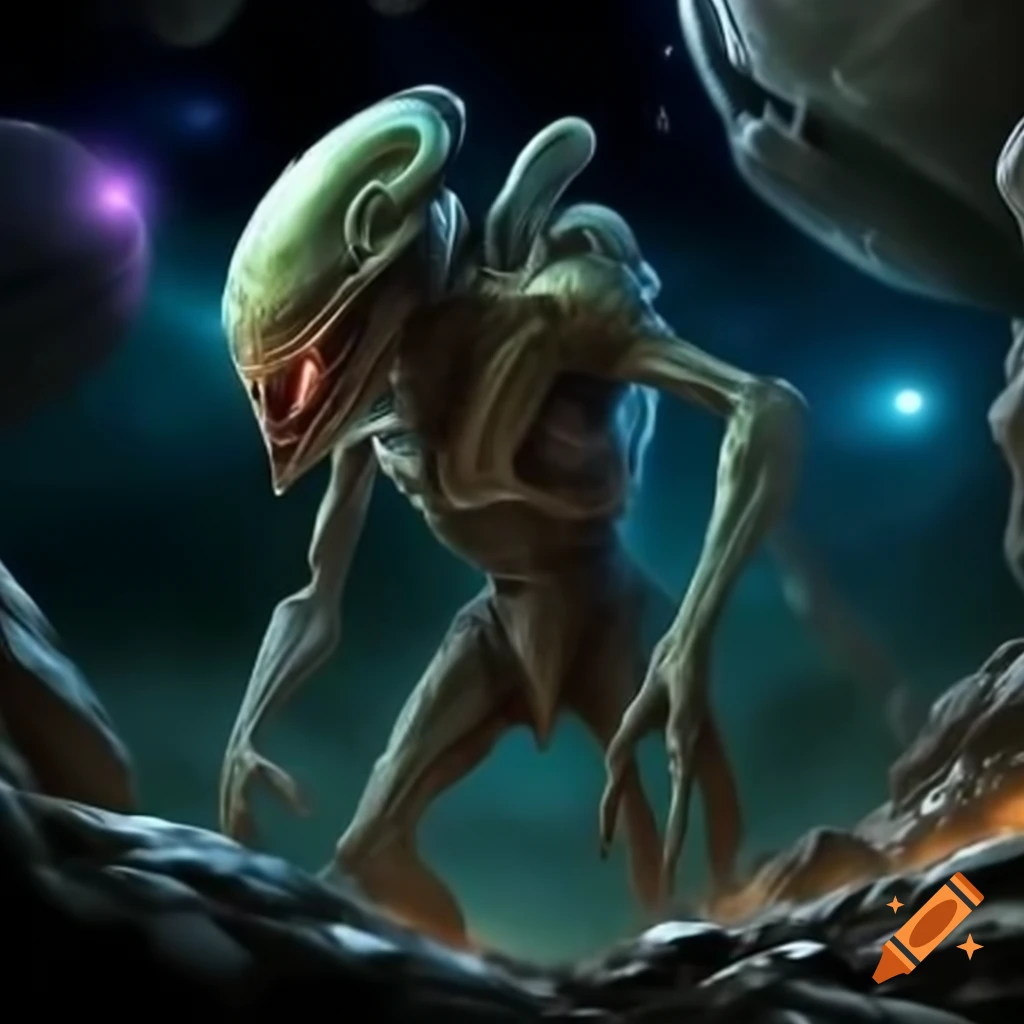 Mighty space alien conquering worlds with strength on Craiyon