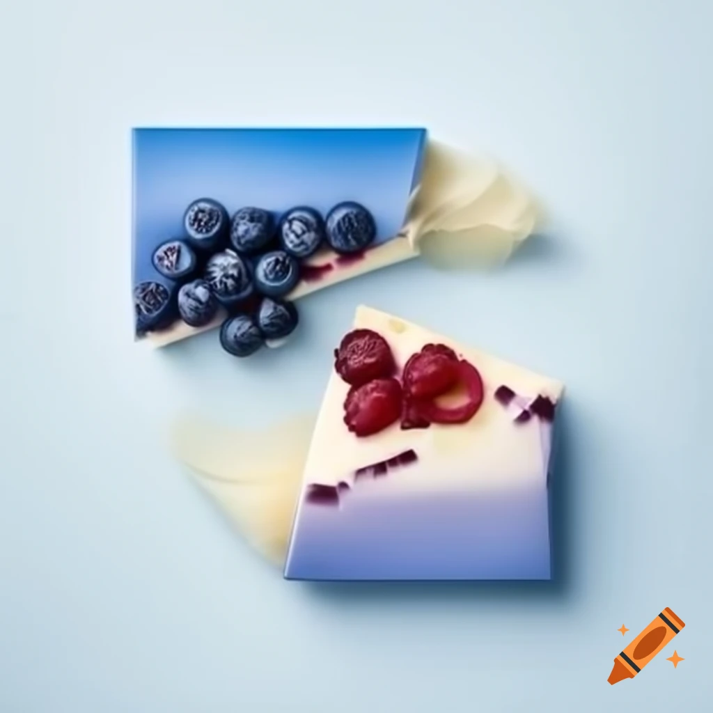 Minimalistic cheesecake packaging design with blueberries and soft ...