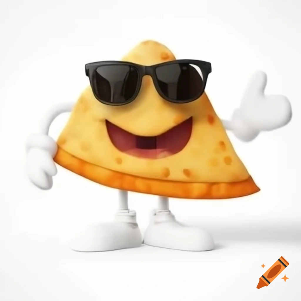 Chill chip, an anthropomorphic tortilla chip wearing sunglasses against ...