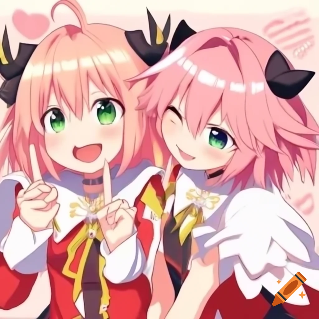 Astolfo making love sign with fingers, looking at the viewer on Craiyon