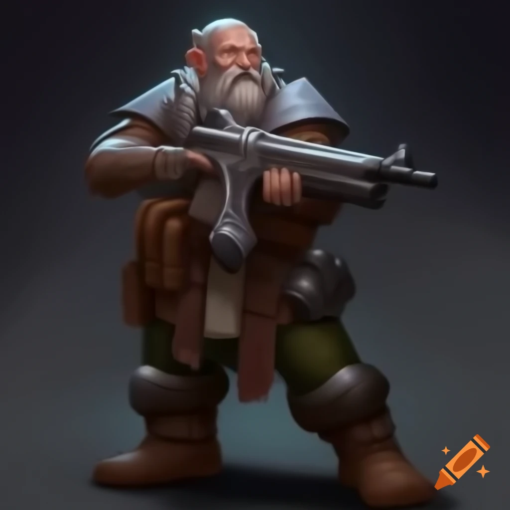 Fantasy D&D character tall skinny dwarf with futuristic magic ...