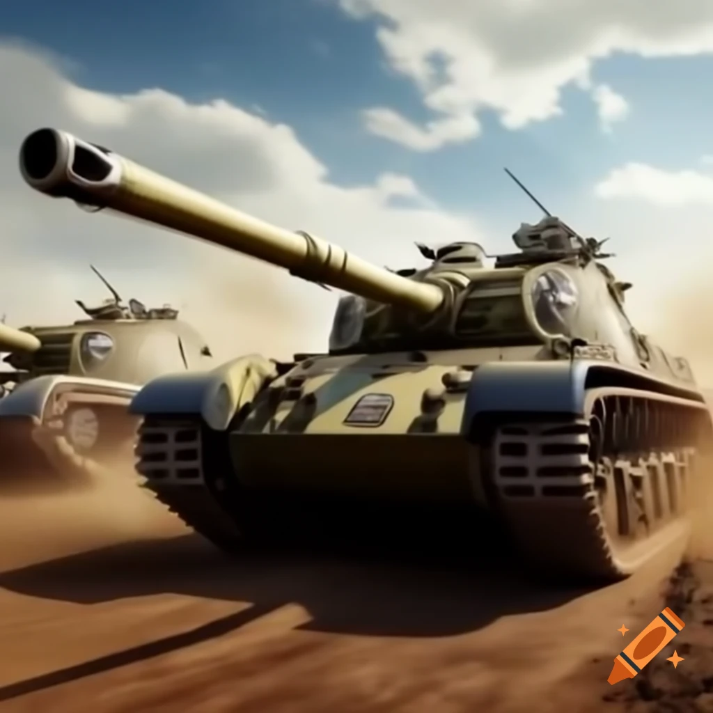 Modified war tanks racing on dirt track, Mad Max style on Craiyon