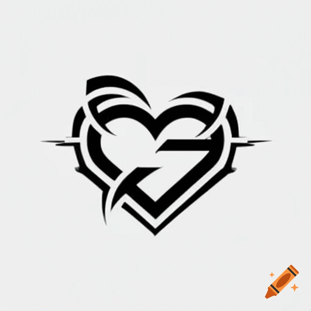 Futuristic logo design for 'black heart' blending dynamism and detail ...