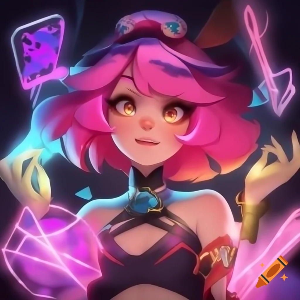 Anime girl blending into vibrant energy-themed artwork on Craiyon