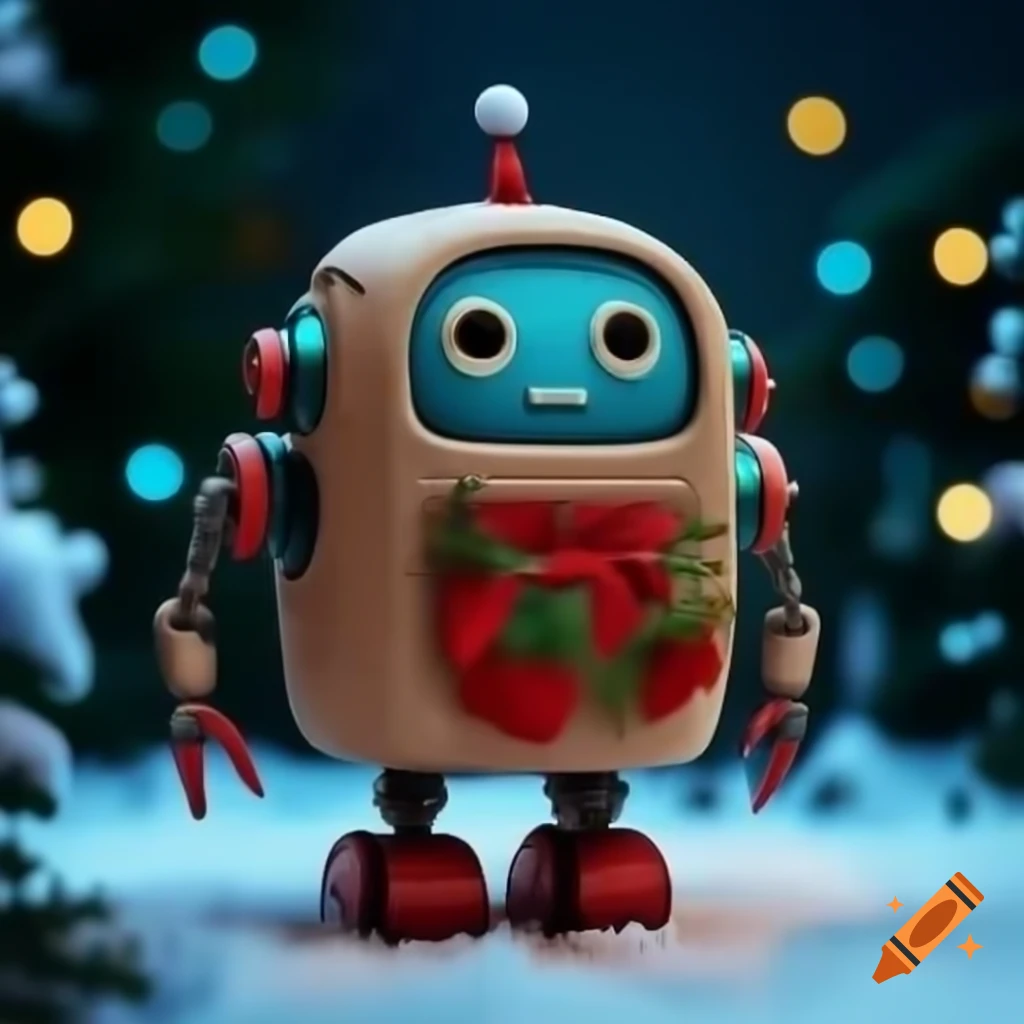 Festive christmas robot decoration on Craiyon