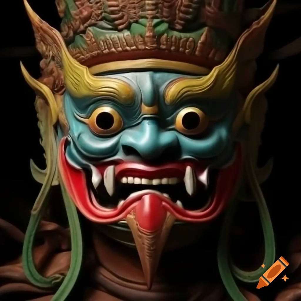 Vibrantly colored Thai mask showcasing traditional craftsmanship on Craiyon