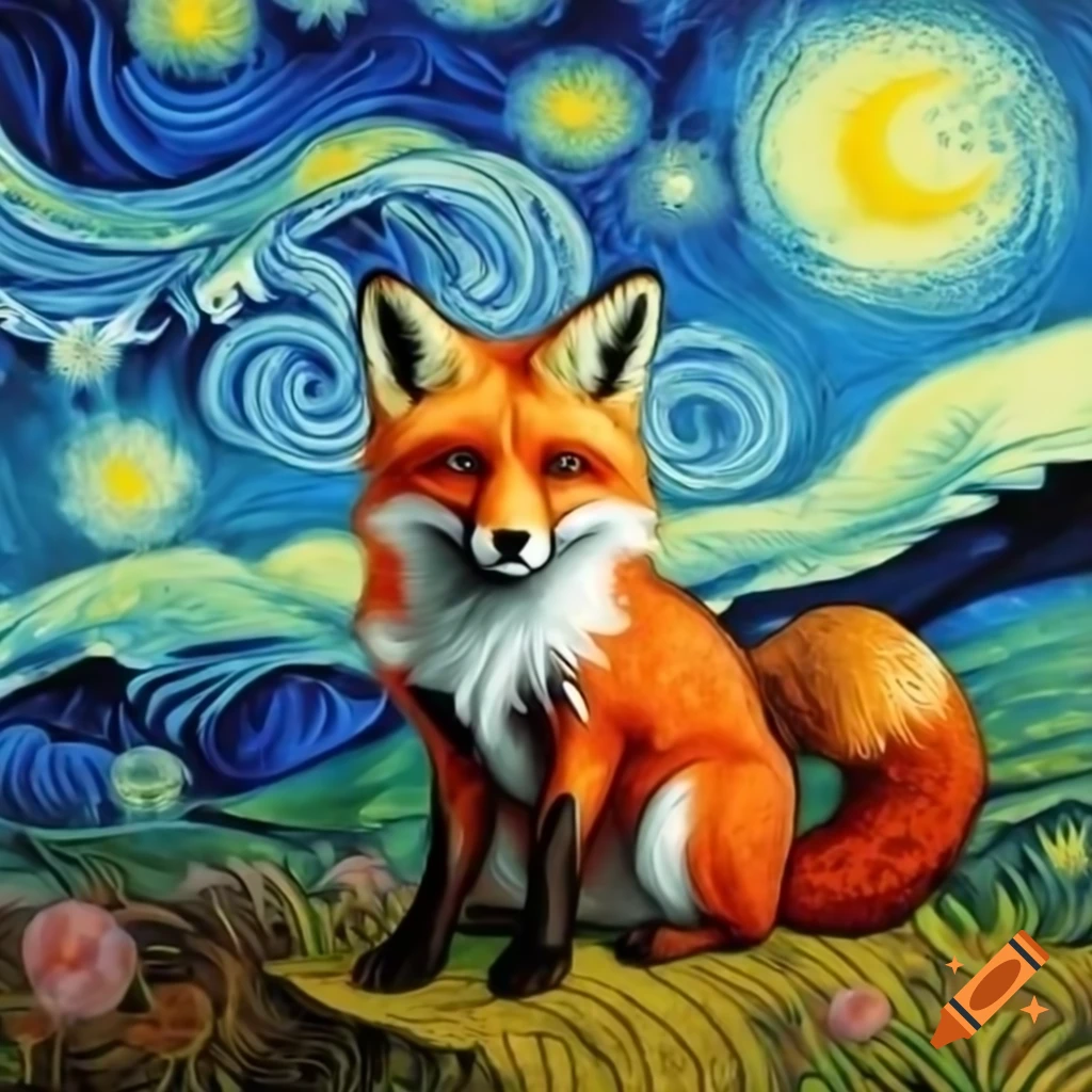 Fox artwork inspired by vincent van gogh style on Craiyon