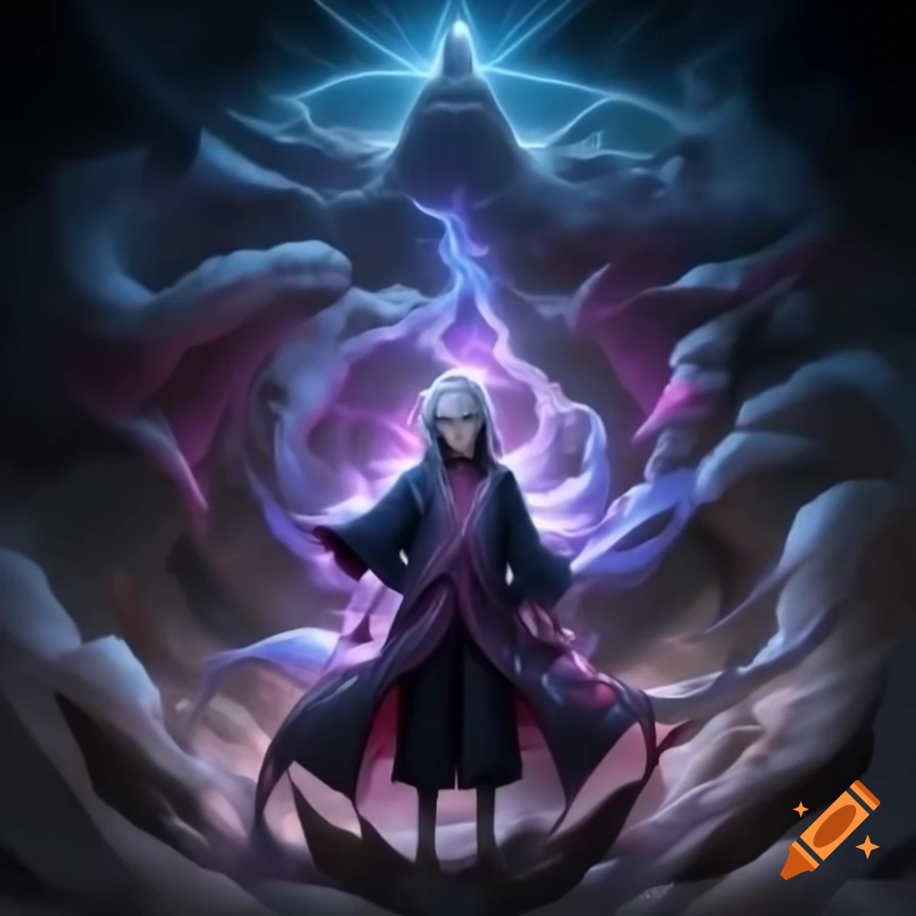 Naruto as powerful ōtsutsuki surrounded by cosmic energy on Craiyon