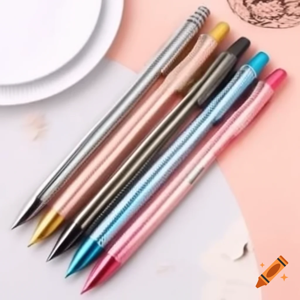 Triangular 14.5 cm long clear plastic ballpoint pen with metallic fine ...