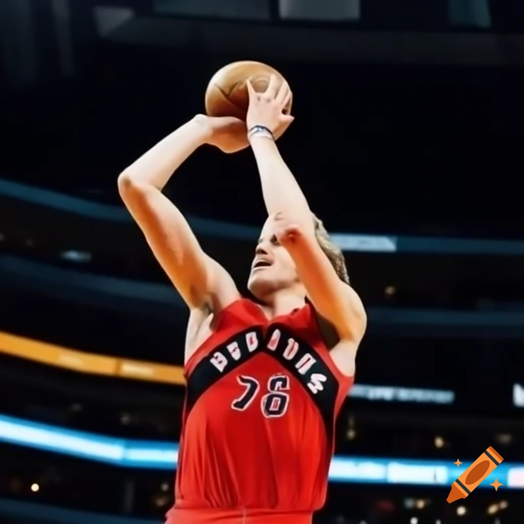 Dirk Nowitzki executing a jump shot while wearing a Toronto Raptors ...