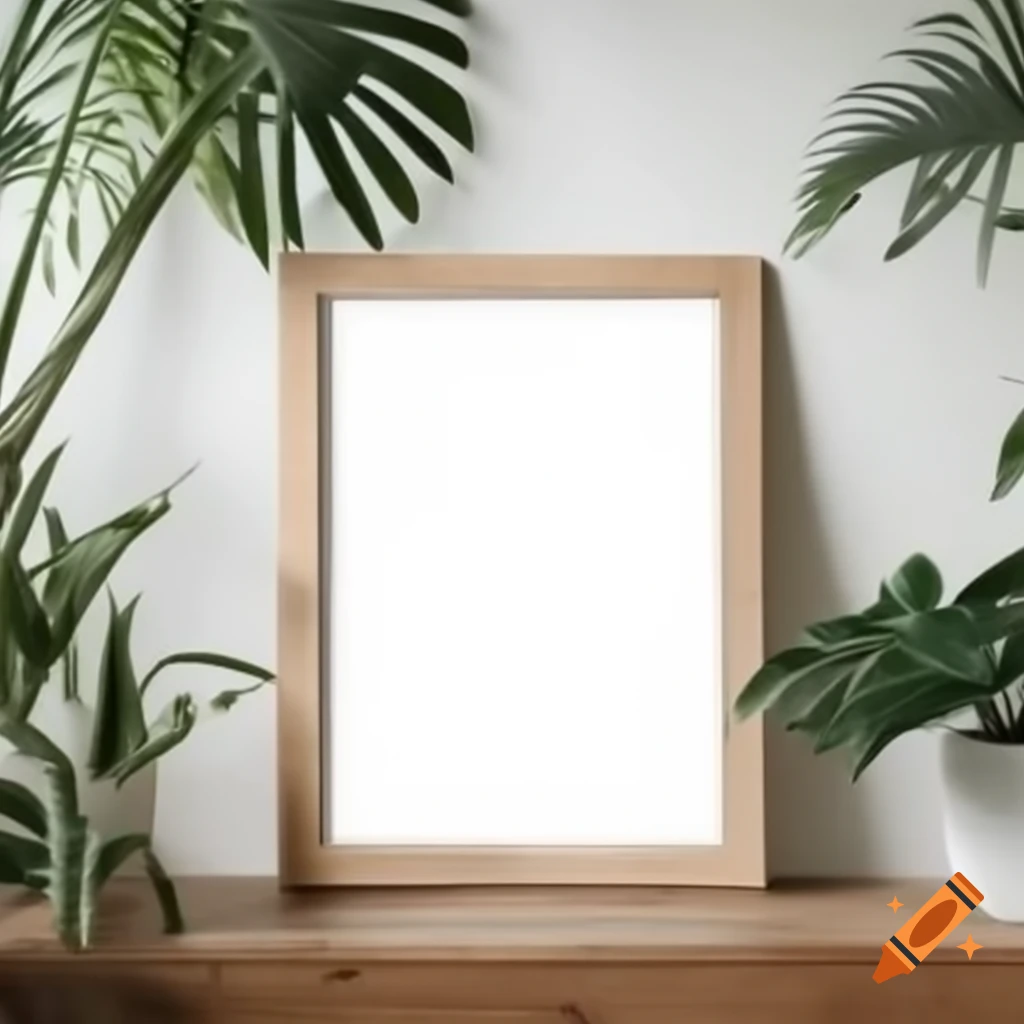 Wooden frame beside tropical houseplants on Craiyon