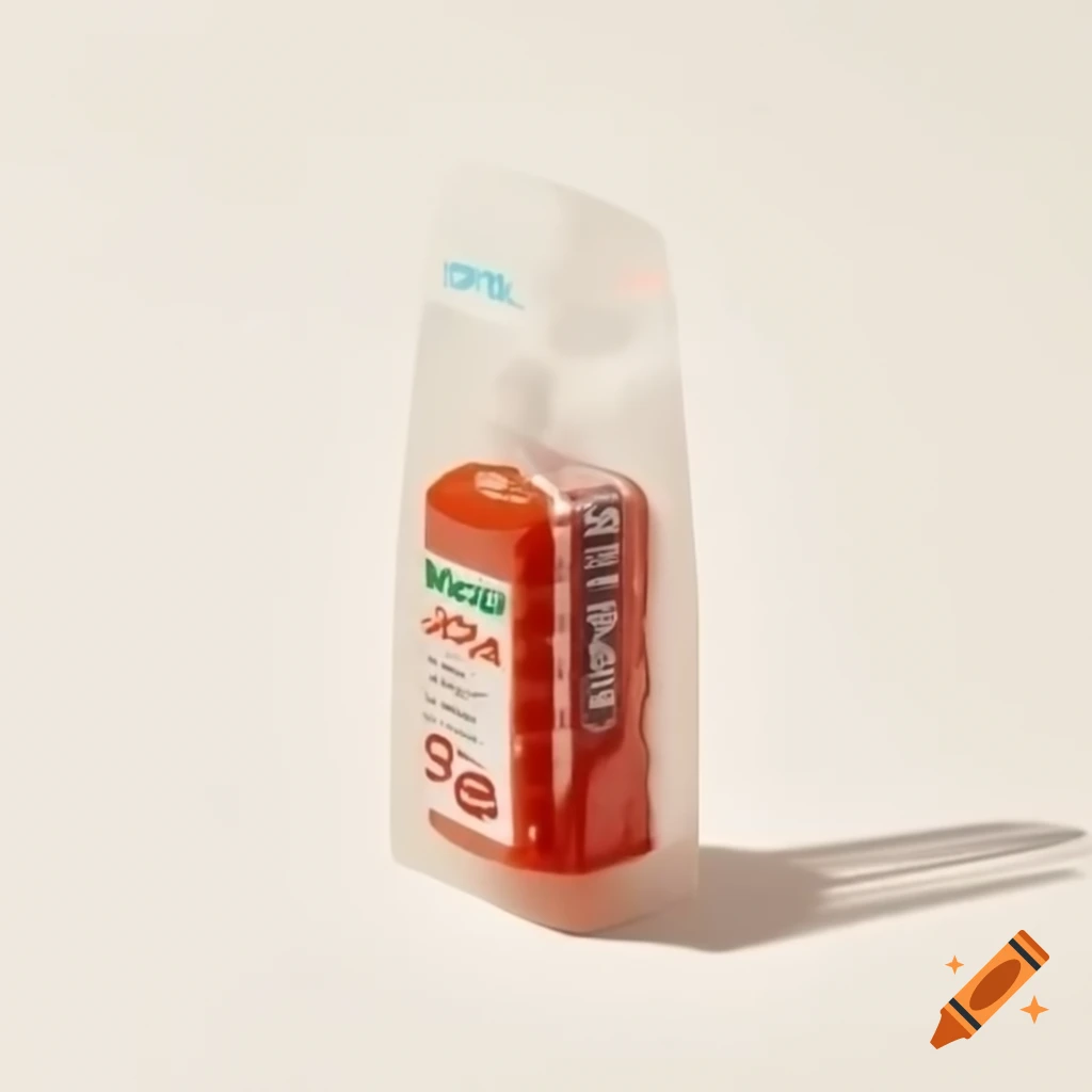 Single-serving ketchup sachet with screw cap and transparent section on ...