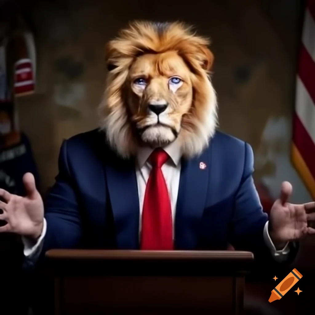 Artistic representation of donald trump as a lion on Craiyon