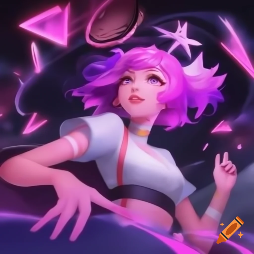 Vibrant anime girl blending into colorful energy-vibed backdrop on Craiyon