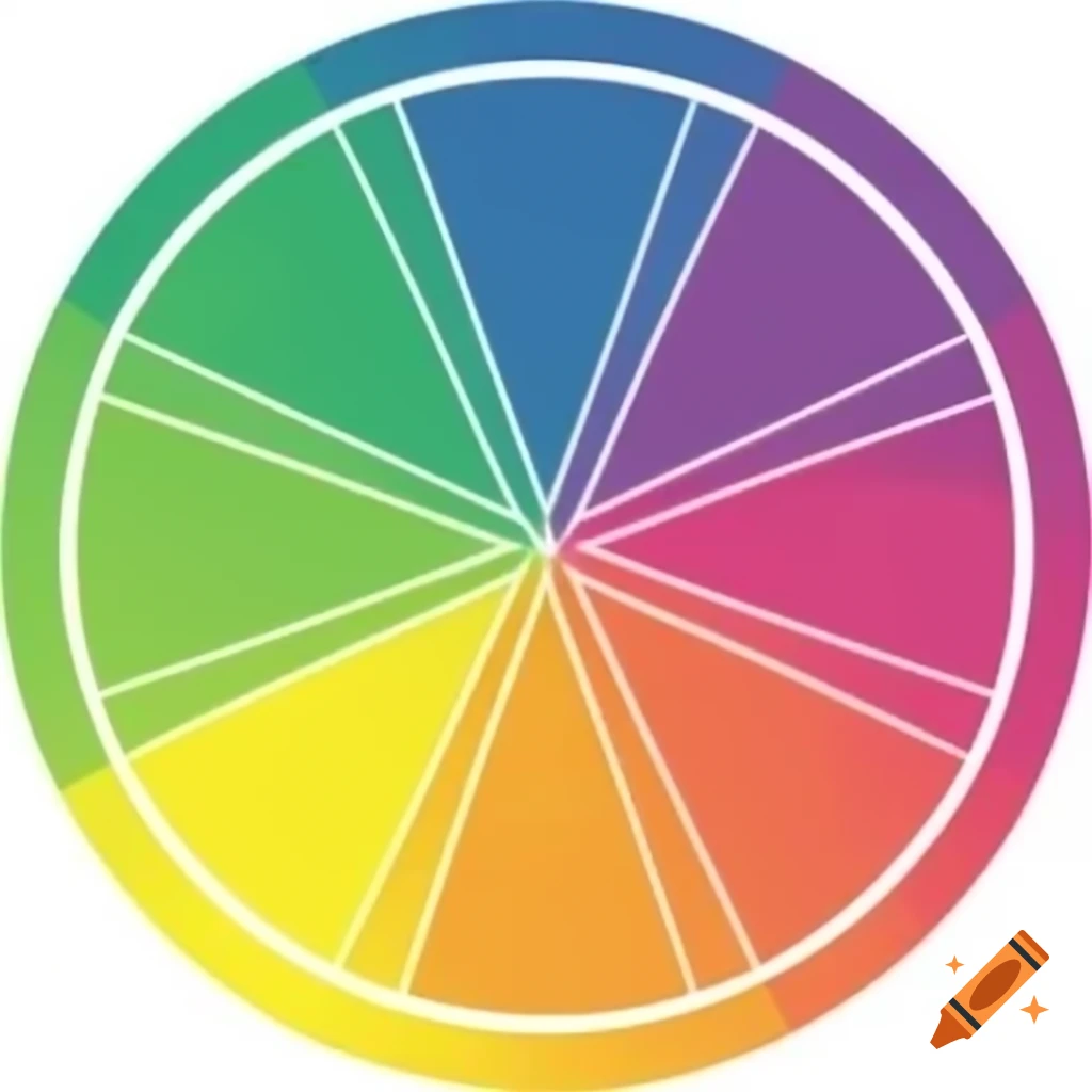 Color wheel displaying vibrant hues with intersecting lines on Craiyon