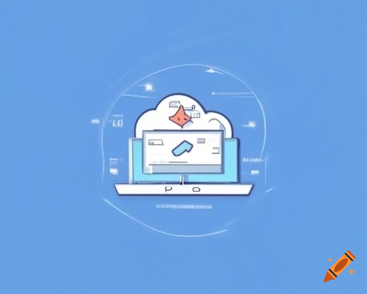 Icon representing software platform for journalists to enhance coding skills combining cloud ...