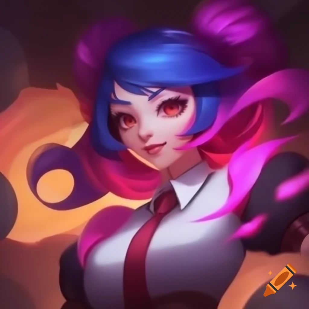 Anime girl blending into vibrant energy-themed artwork on Craiyon