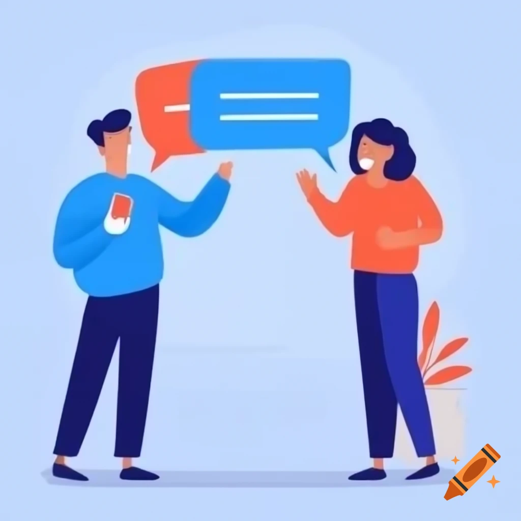 Illustration of a man and woman discussing the importance of equality ...