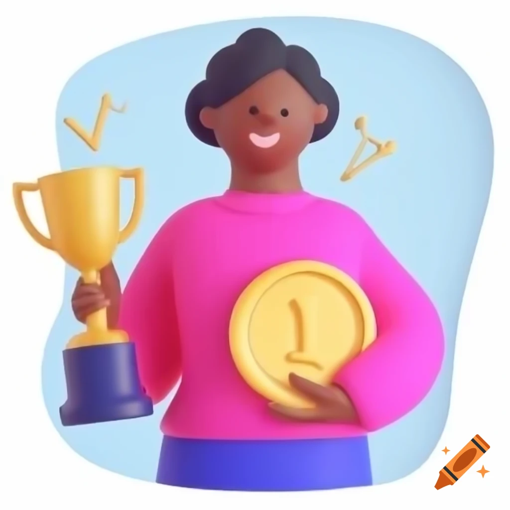 Colorful cartoon of a woman receiving an award on Craiyon